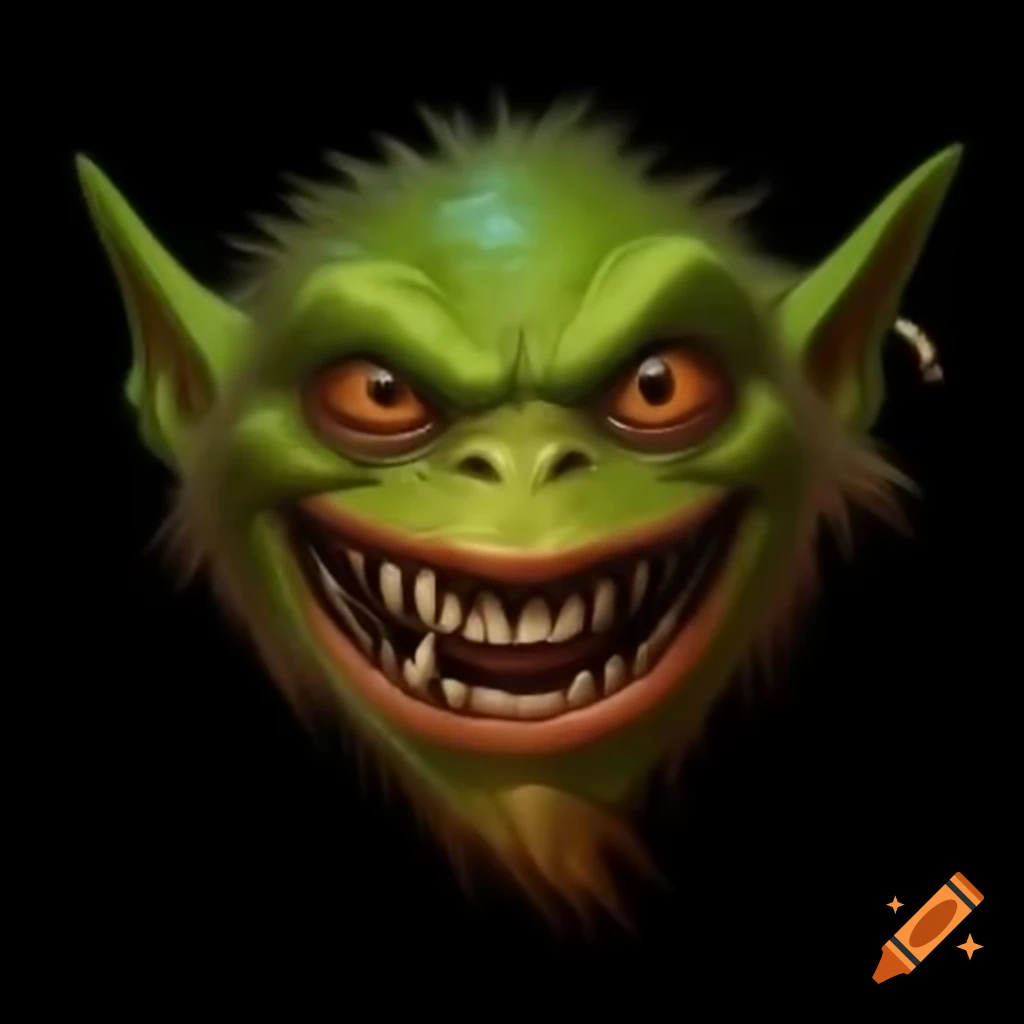 Pathfinder goblin with frog-like face, wide smile, and sharp teeth on ...