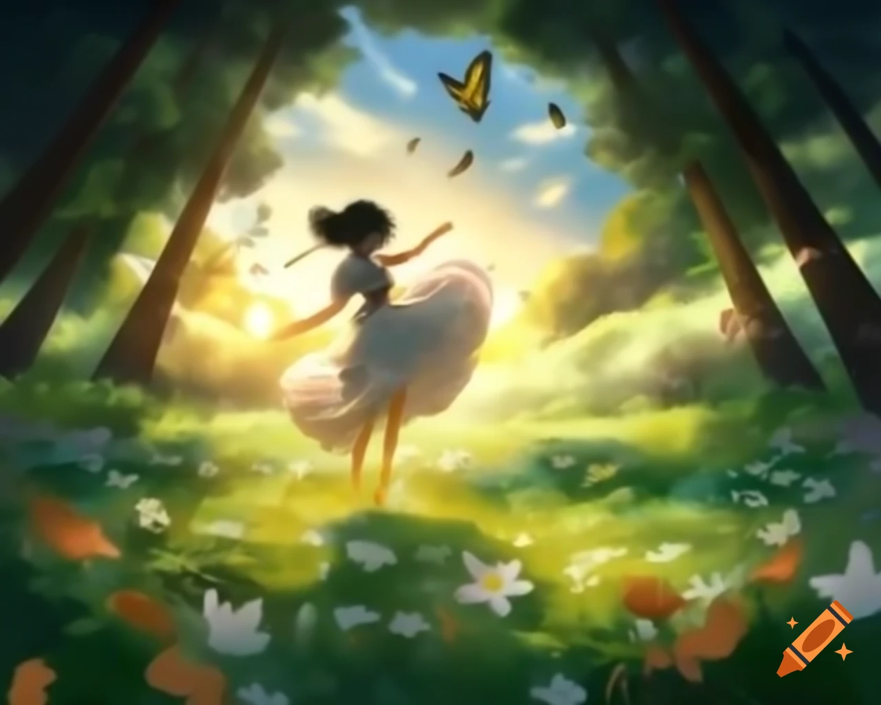 Hyper-realistic anime woman in enchanting realm with soft glow on Craiyon