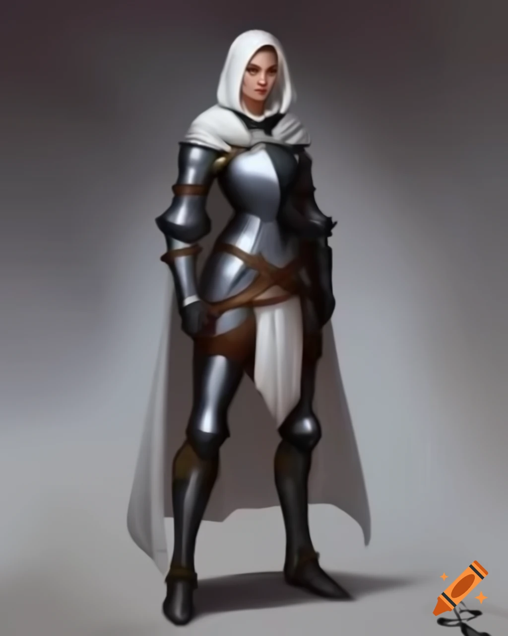 Full body knight armor concept art with white cape inspired by dungeons ...