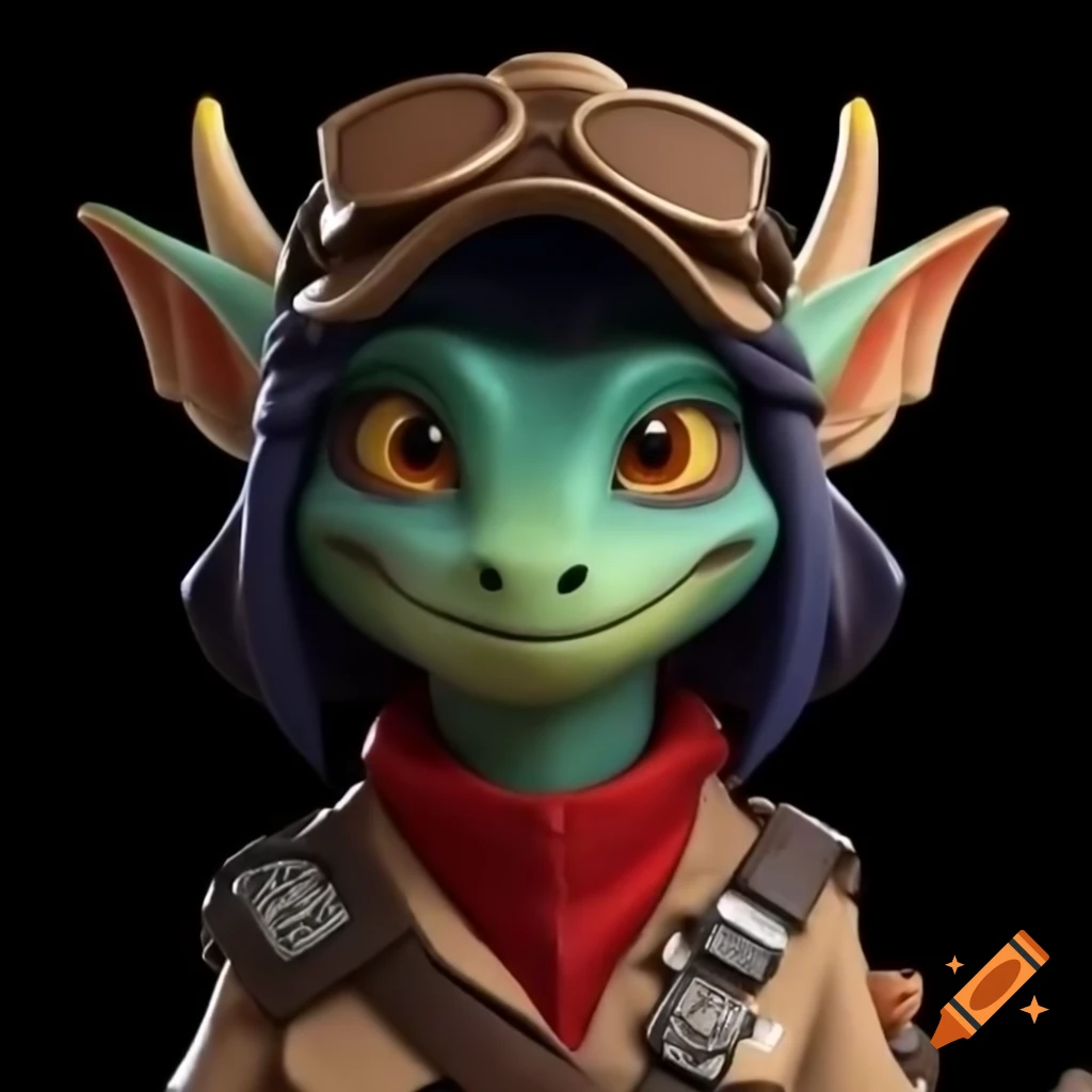 Detailed female kobold dressed as girl scout with black scales on Craiyon