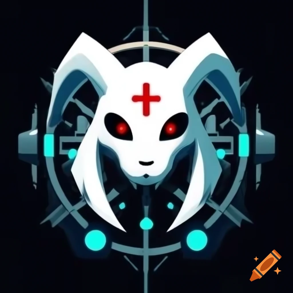 Futuristic logo design featuring young Asriel Dreemurr's head from Undertale as a rabbit with ...