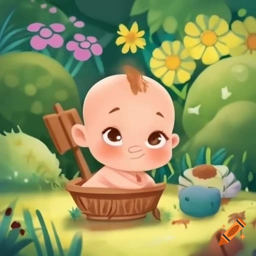Charming garden scene with baby plants on Craiyon