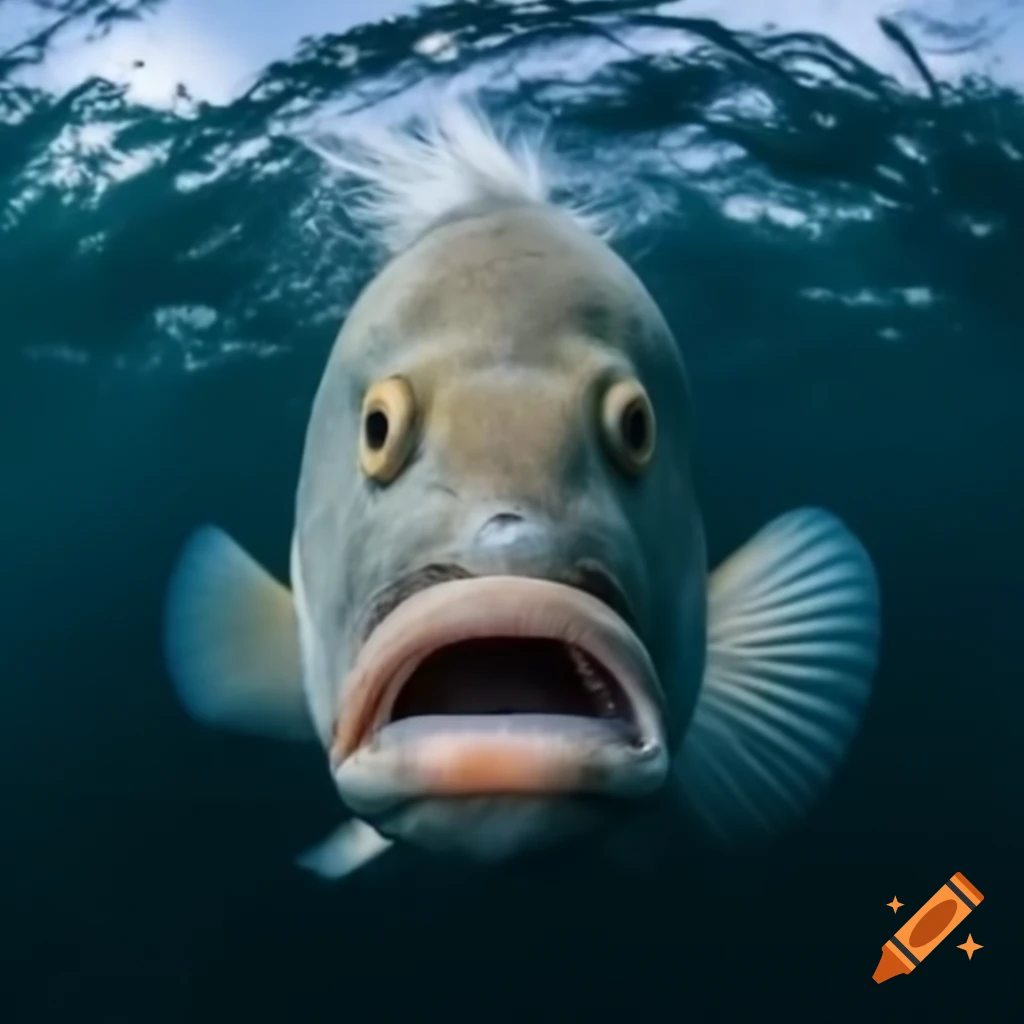 Confused fish swimming in deep sea water on Craiyon