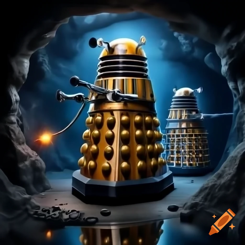 Daleks in coal mine in Brora, Scotland, with glowing blue mining ...