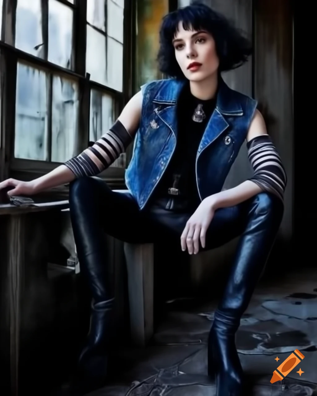 Portrait of British actress Lena Headey in punk biker style, ultra HD ...