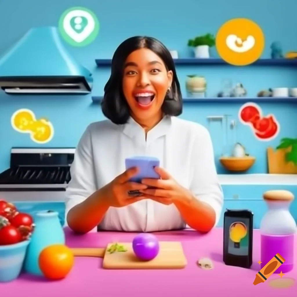 Modern kitchen with individual showcasing cooking hack with fresh ...