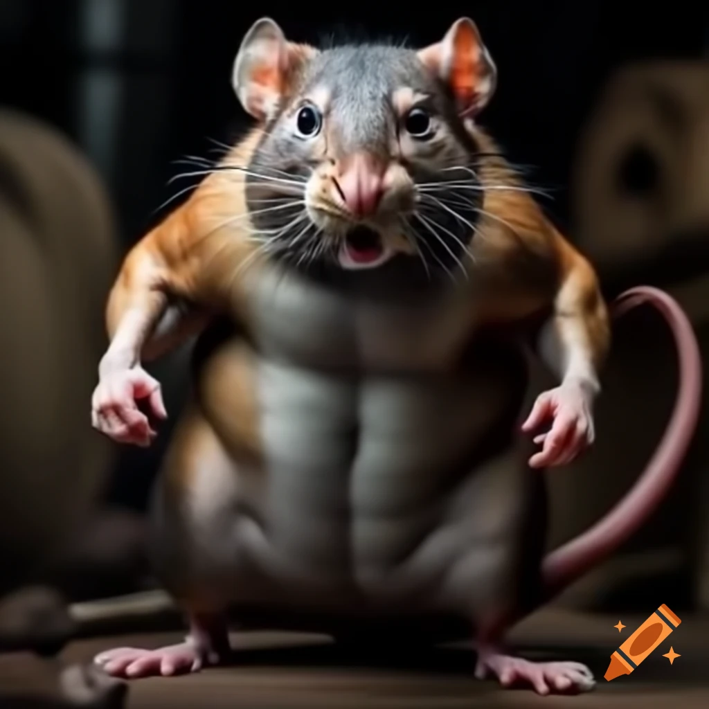 Strong muscular rat illustration on Craiyon