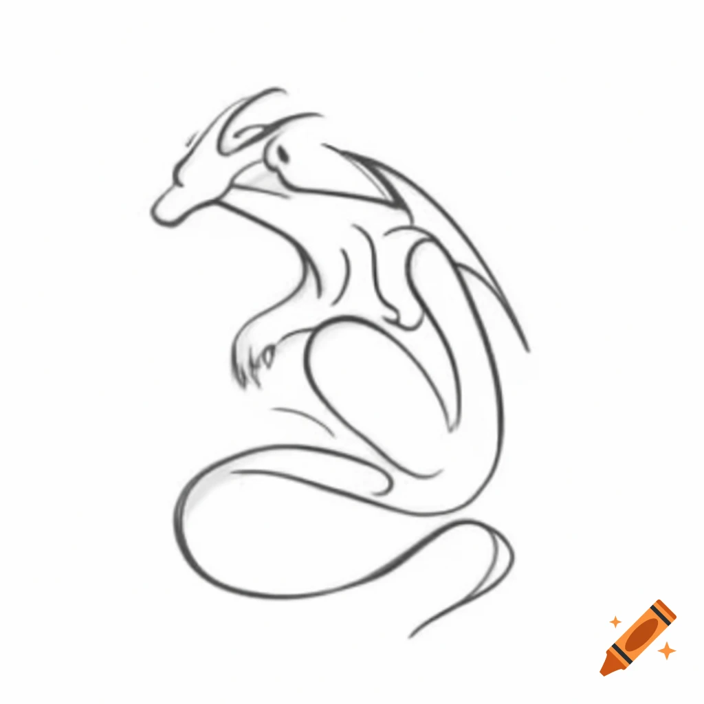 Art nouveau dragon design, minimalistic and elegant with flowers on Craiyon