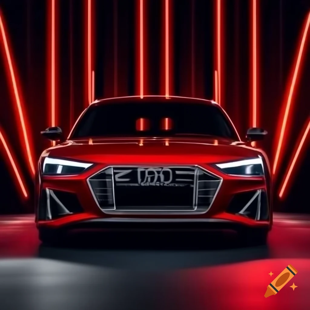 Sleek red Audi S7 front view with carbon fiber accents on red and black ...