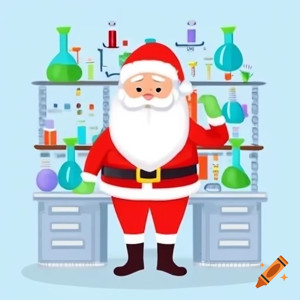 Santa claus in a scientific laboratory conducting experiments on Craiyon