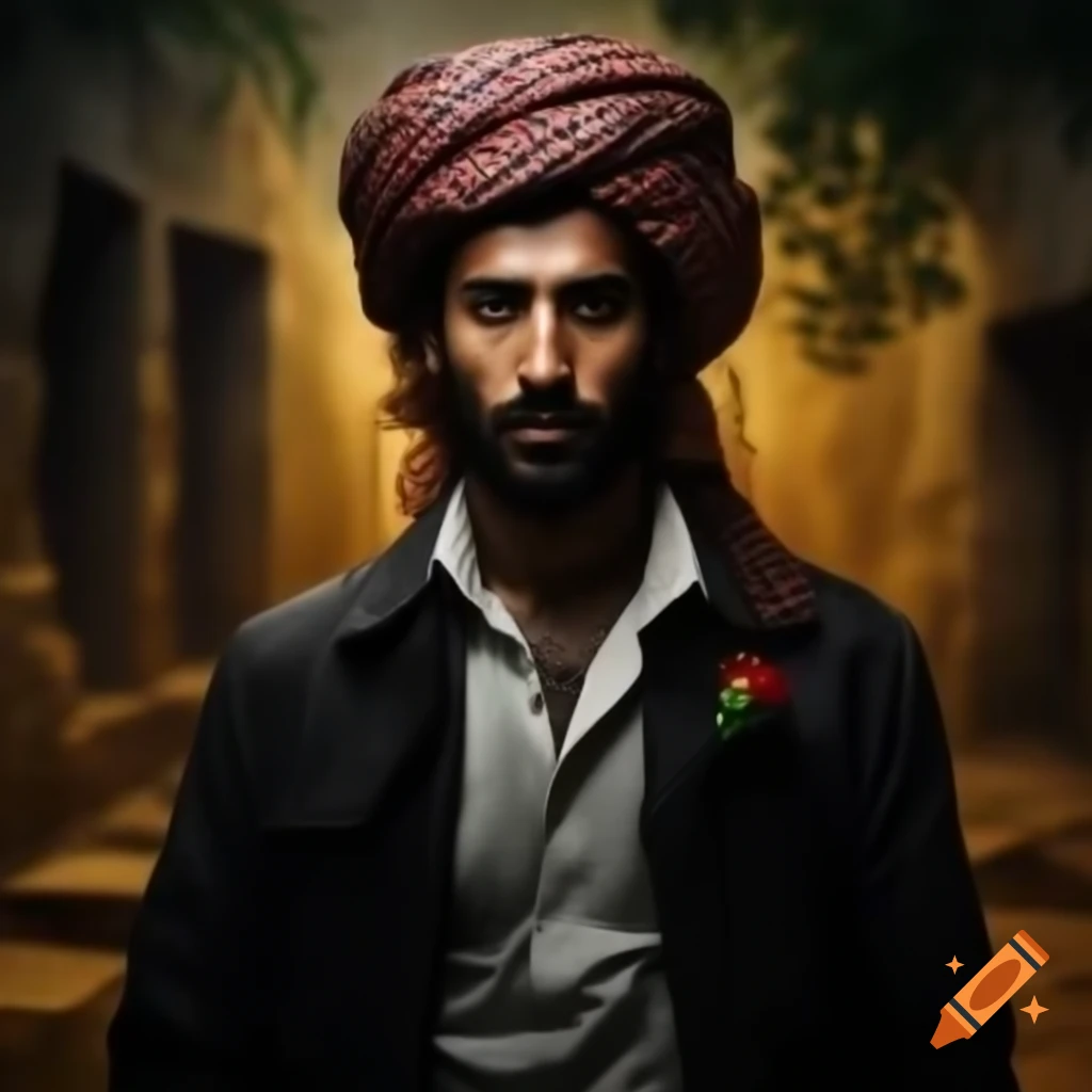 Yemeni man in traditional attire with Catha Edulis leaves and flowers ...