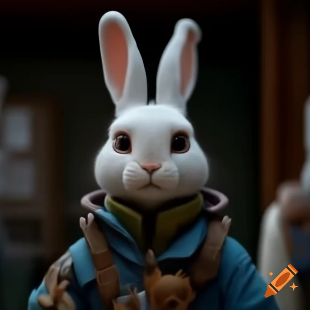 Anthro rabbit in eldritch exoarmor on Craiyon