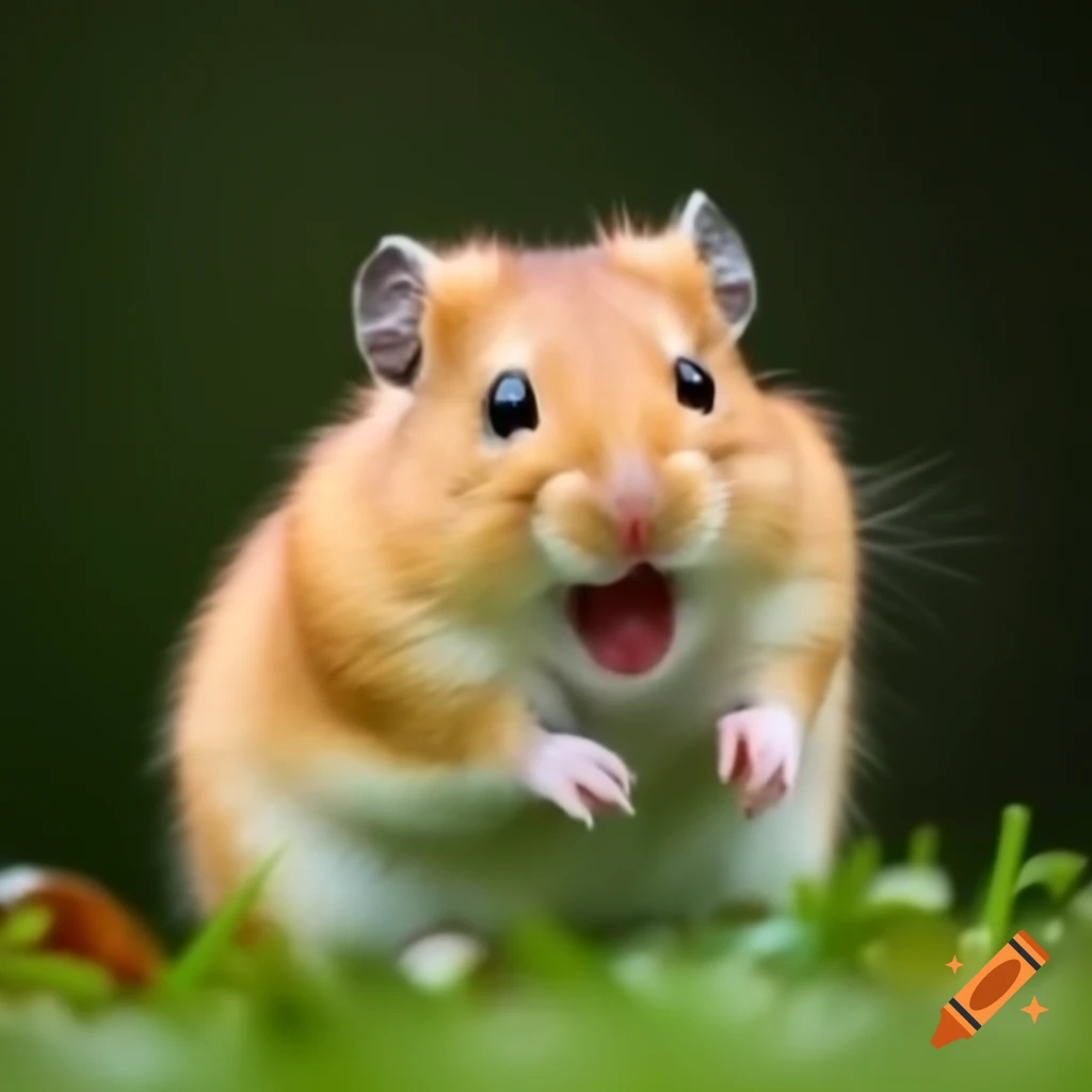 Shy little bird and crying hamster in a whimsical scene on Craiyon