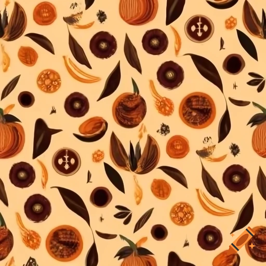 Autumn inspired seamless pattern with oranges, dried flowers, maple ...