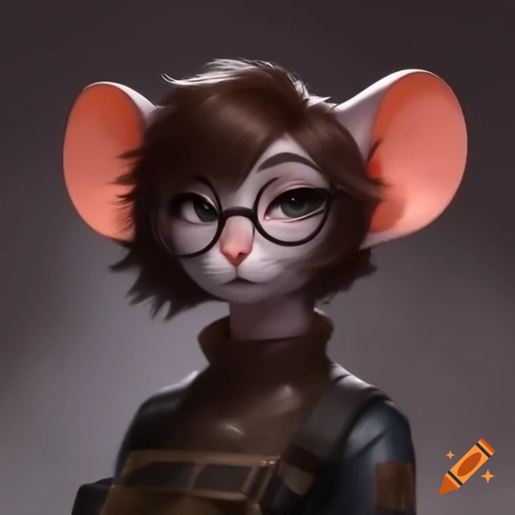 Anthro rat woman with large ears and alternative clothing on Craiyon