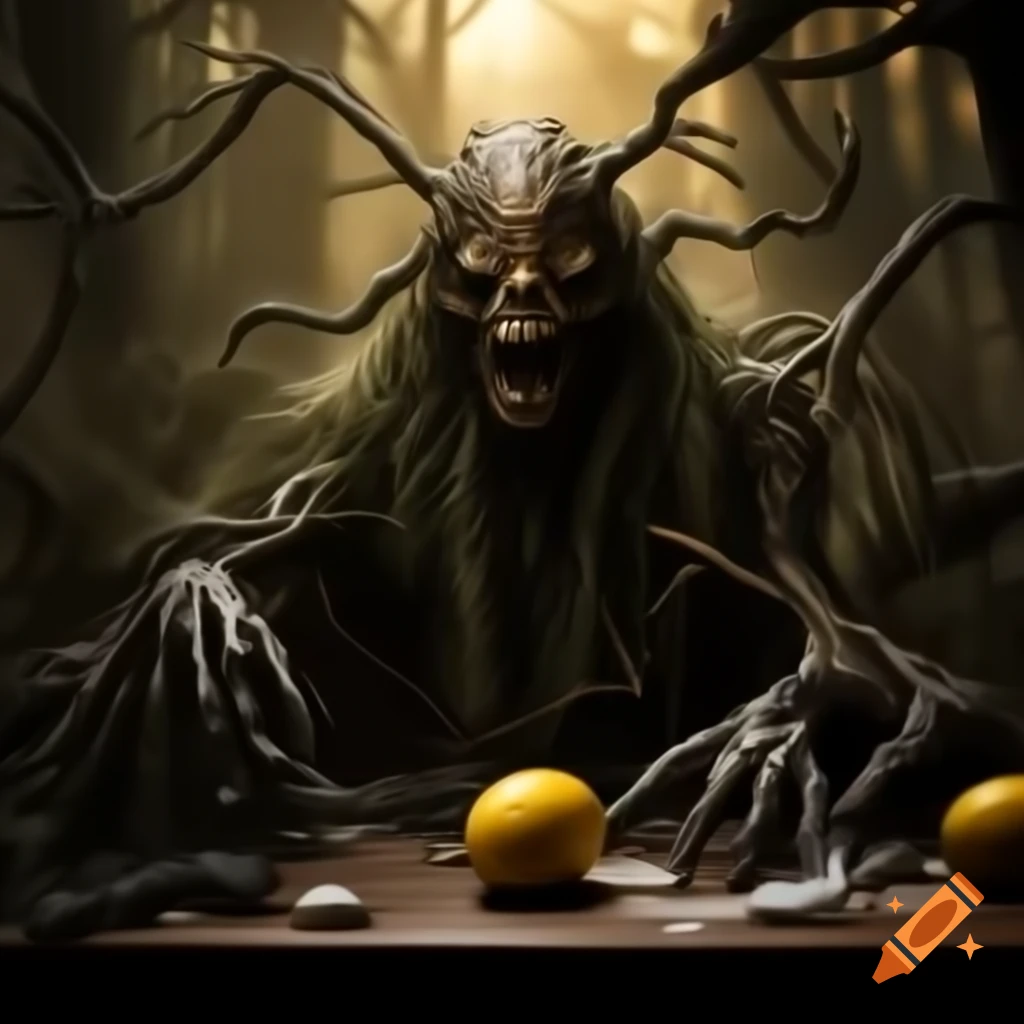 Hyper realistic mutant lemon fruit monster in extreme closeup on Craiyon