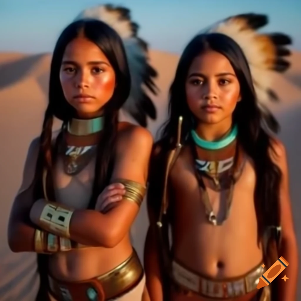 Native American Twin Girls