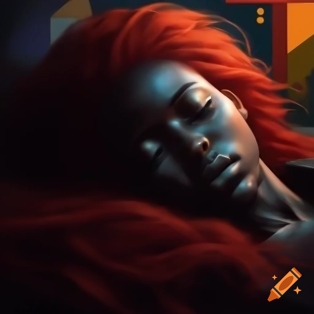 Detailed painting of a sleeping figure in Kandinsky style on Craiyon