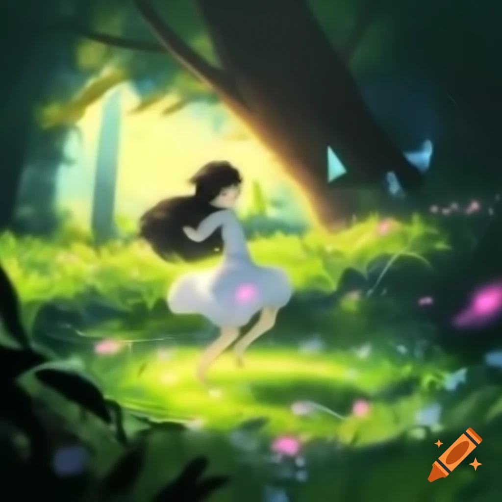 Hyper-realistic anime woman in enchanting realm with soft glow on Craiyon