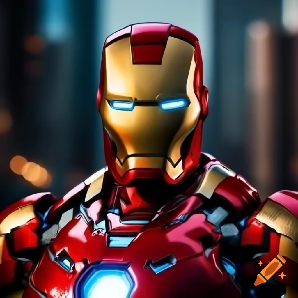 Hyperrealistic portrait of Iron Man with detailed suit against dynamic ...