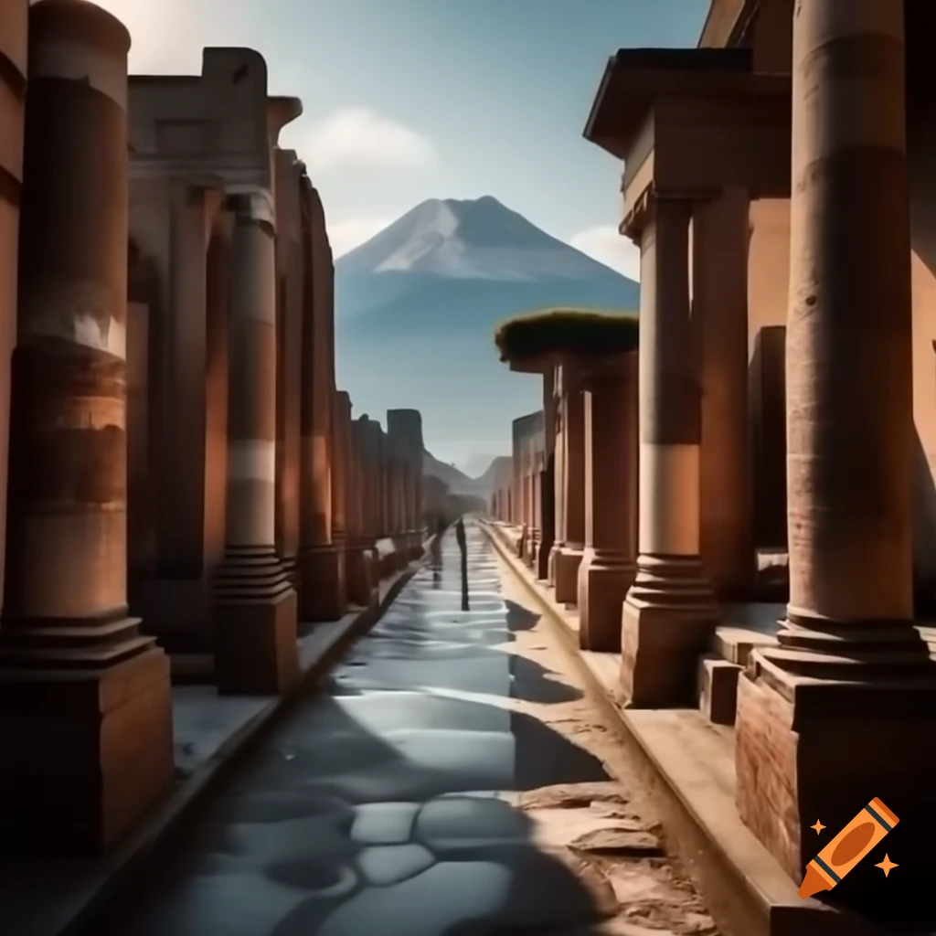 Exploring ancient city of Pompeii with preserved streets and Mount ...