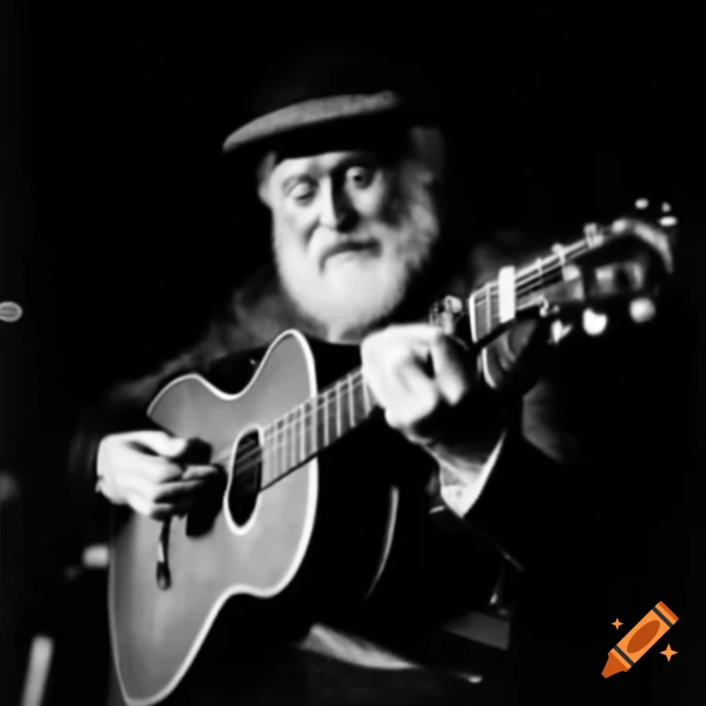 60-year-old man playing guitar at a blues jam, vintage style on Craiyon