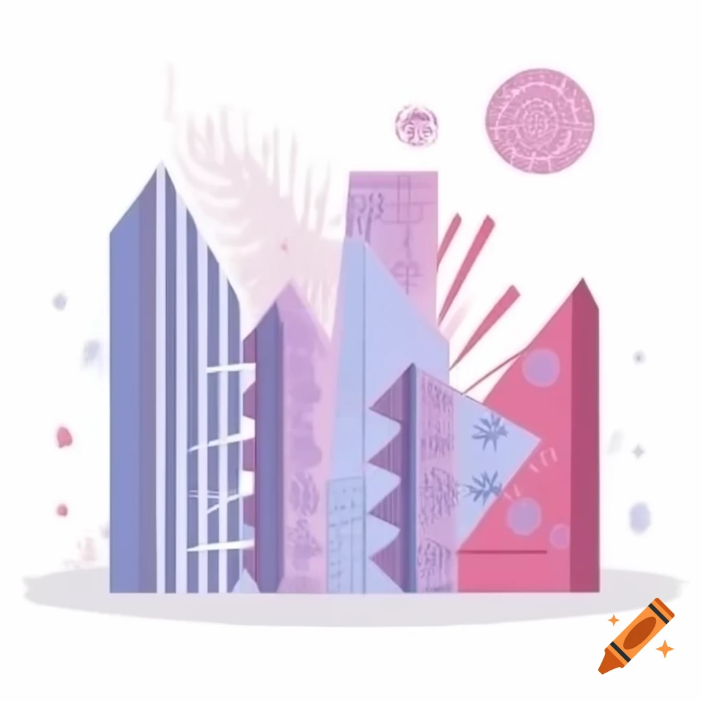 Abstract graphic combining holidays, architecture, design, and origami ...