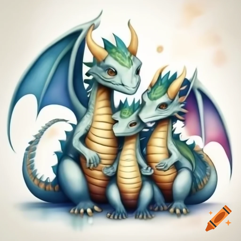 Family of three dragons on Craiyon