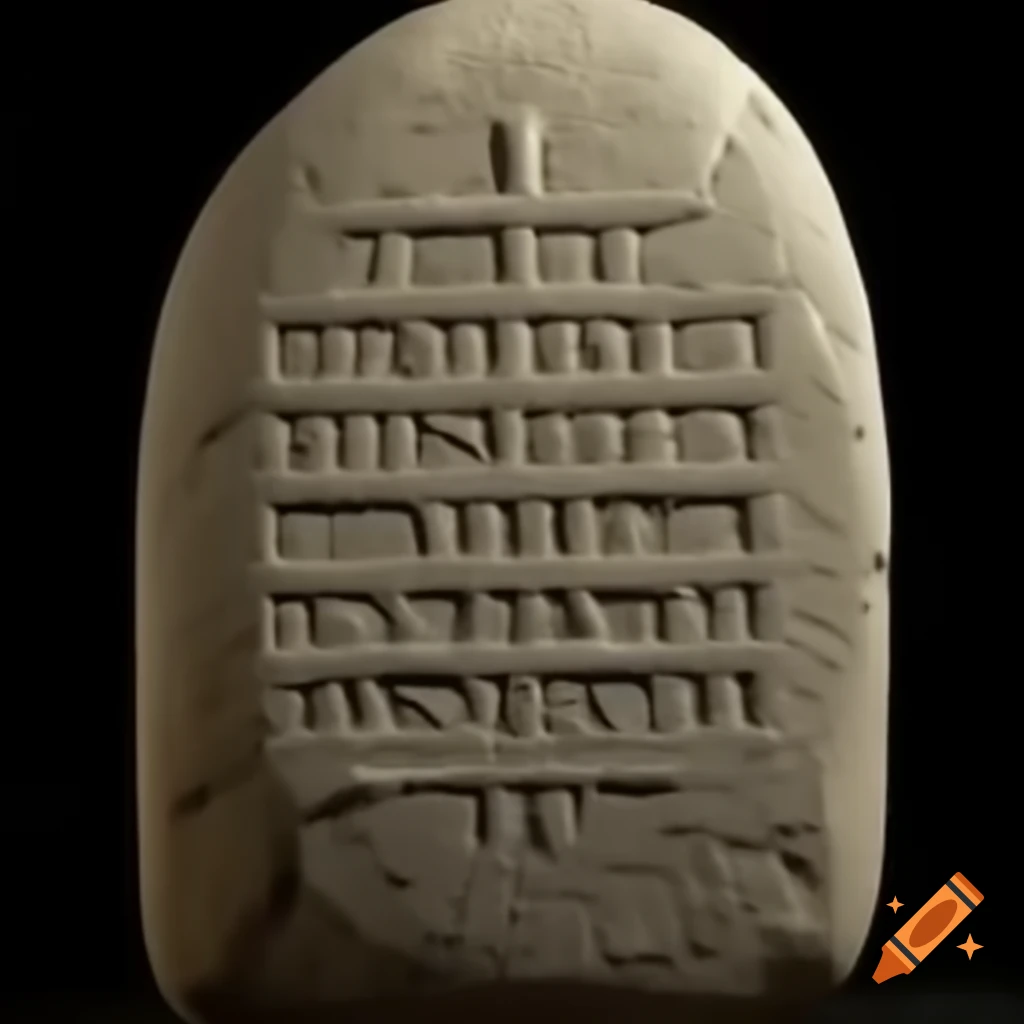 Ancient stone pictogram with enigmatic glyphs suggesting guidance on ...