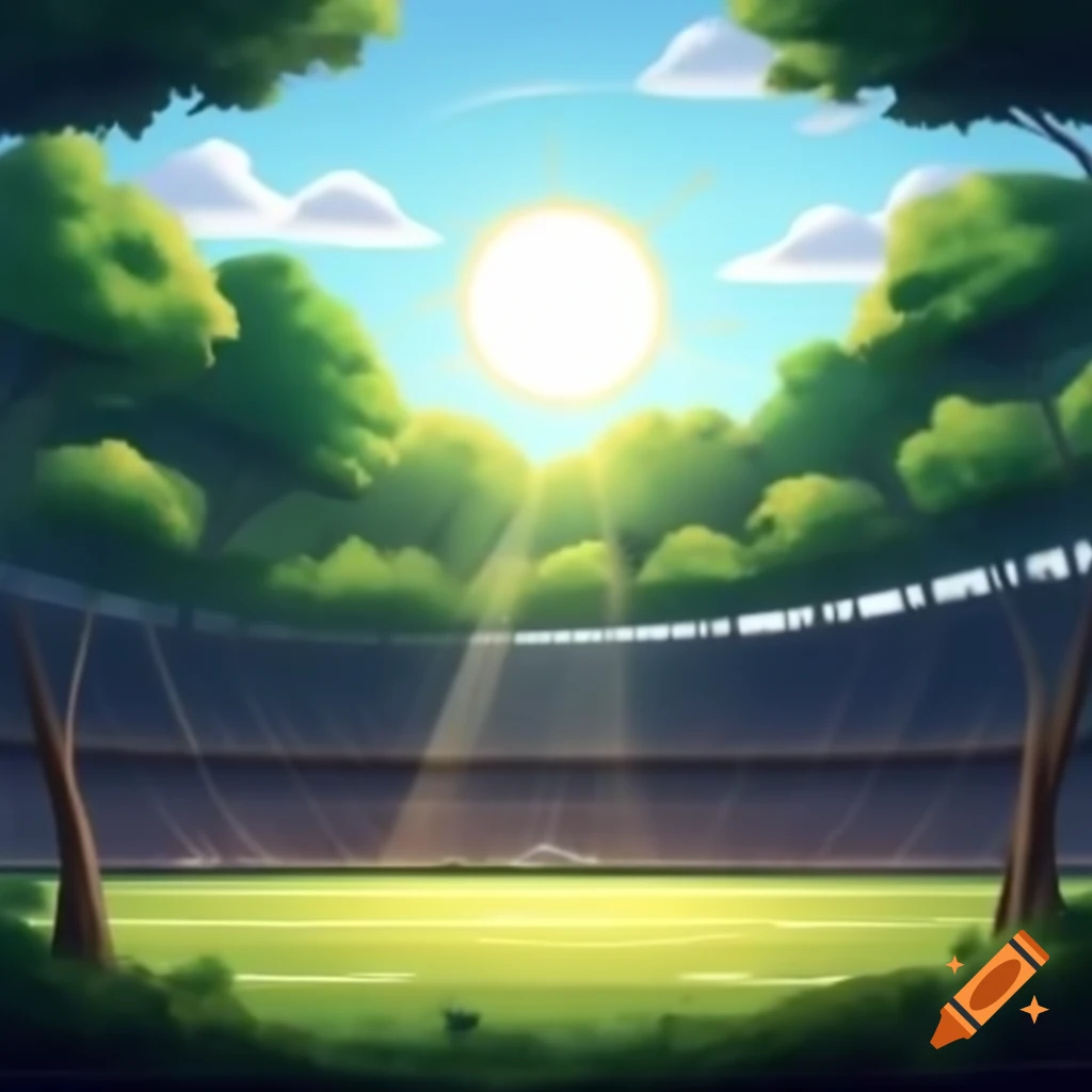 Sun-dappled forest clearing as vibrant outdoor sports arena with ...