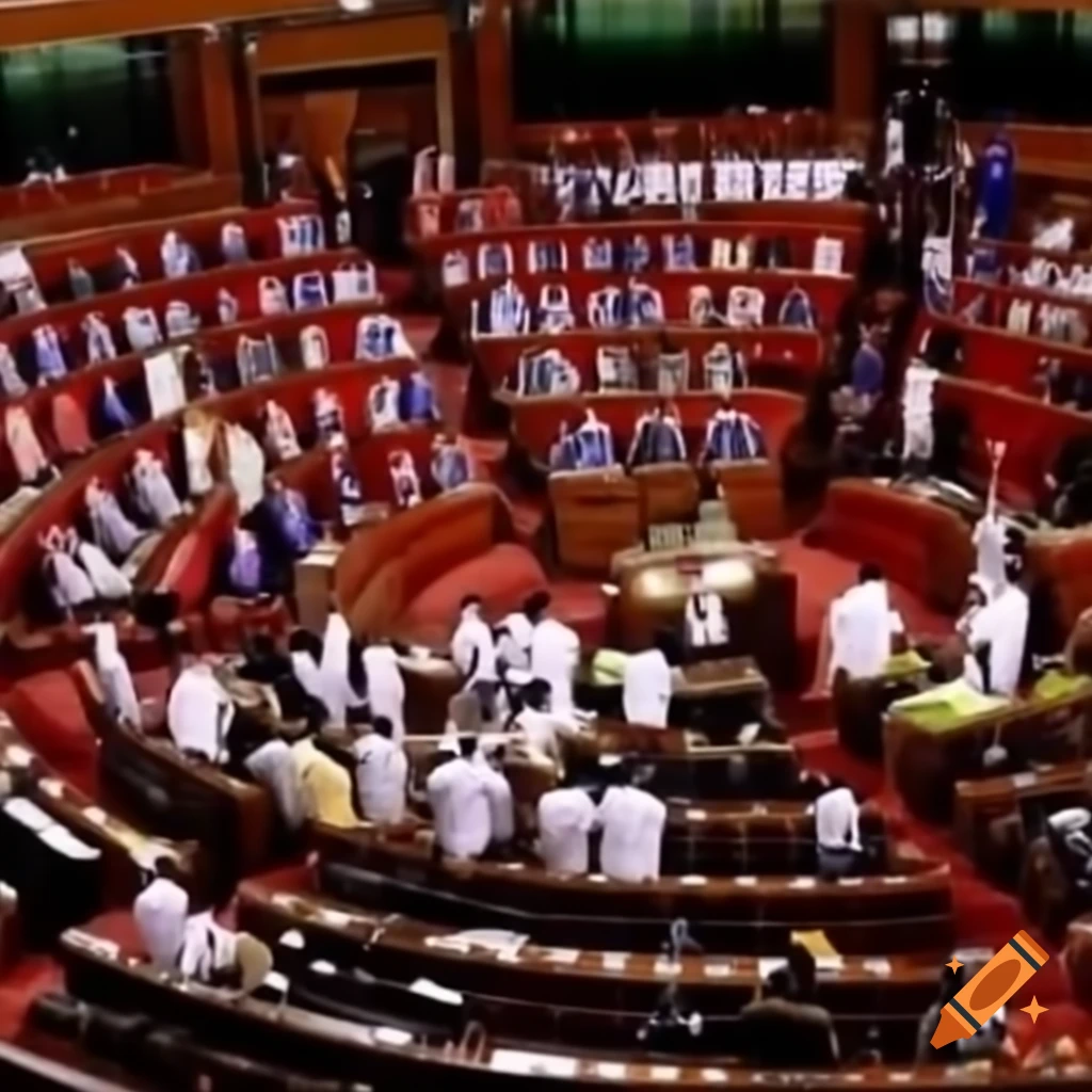 Diverse faces of people with transparent image of parliamentary chamber ...