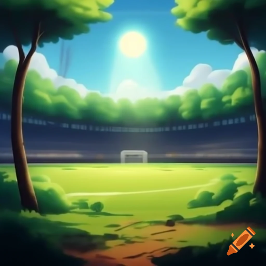 Sun-dappled forest clearing as vibrant outdoor sports arena with ...