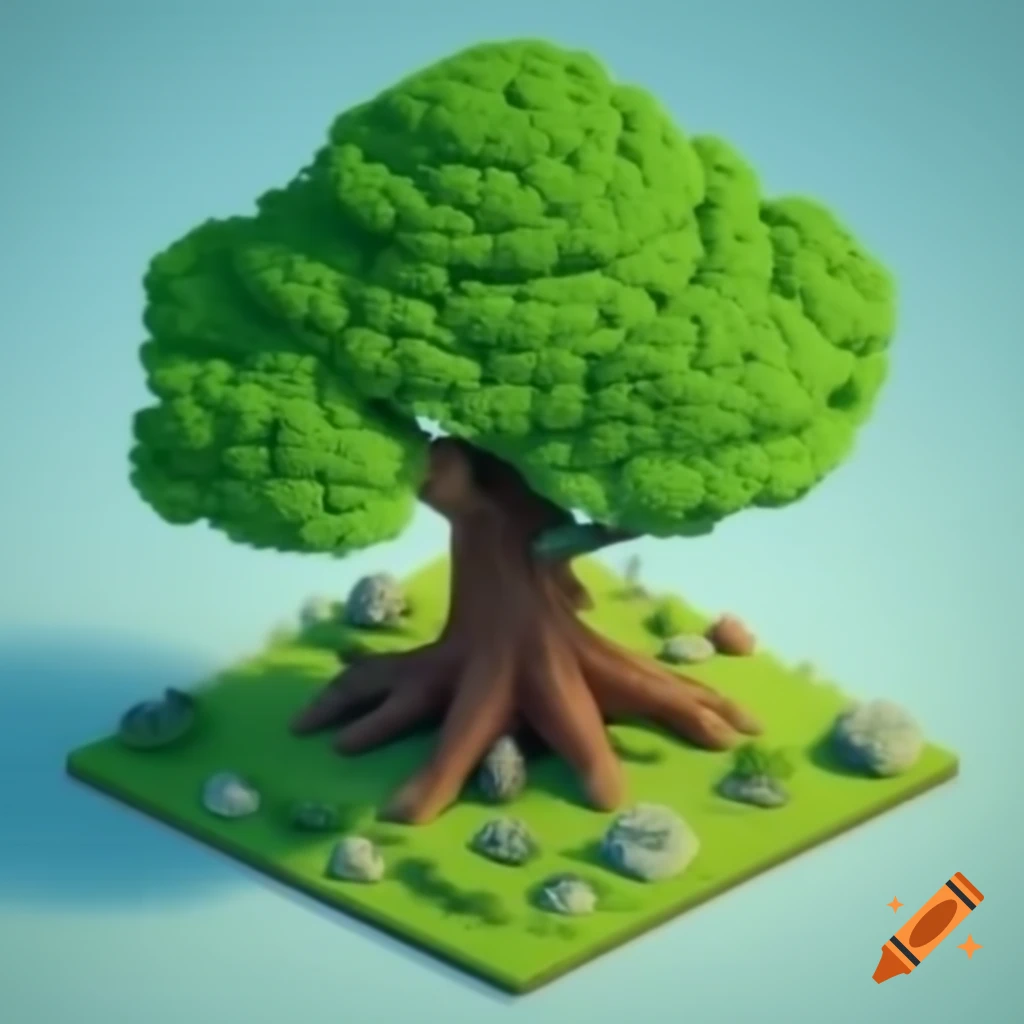 Isometric fantasy tree design on Craiyon