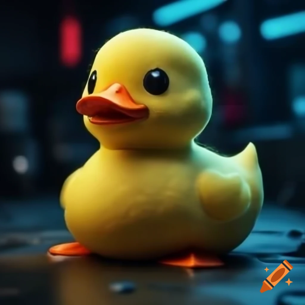 Evil rubber ducky designed in cyberpunk style on Craiyon