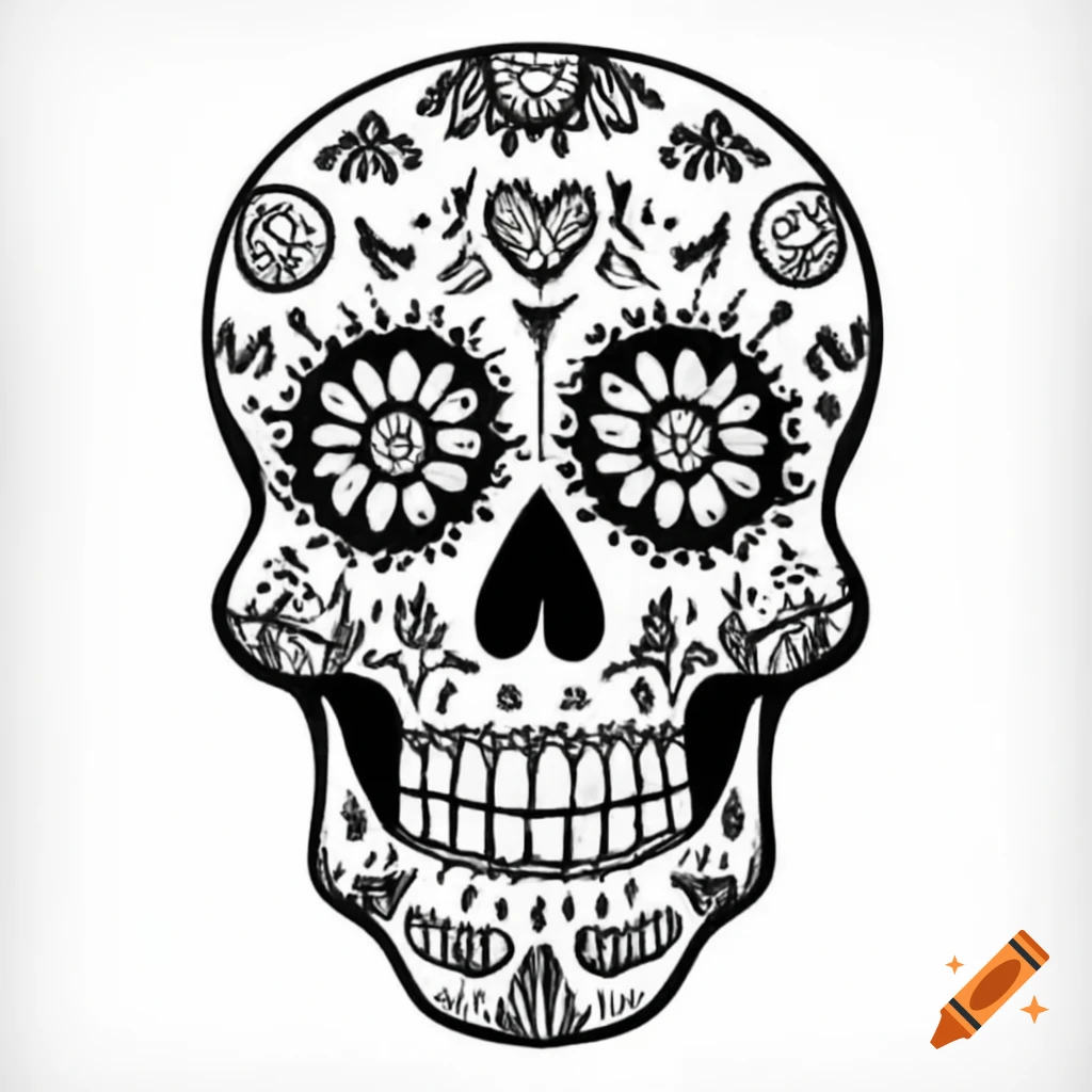 Black and white dead pen drawing depicting new year themes on Craiyon