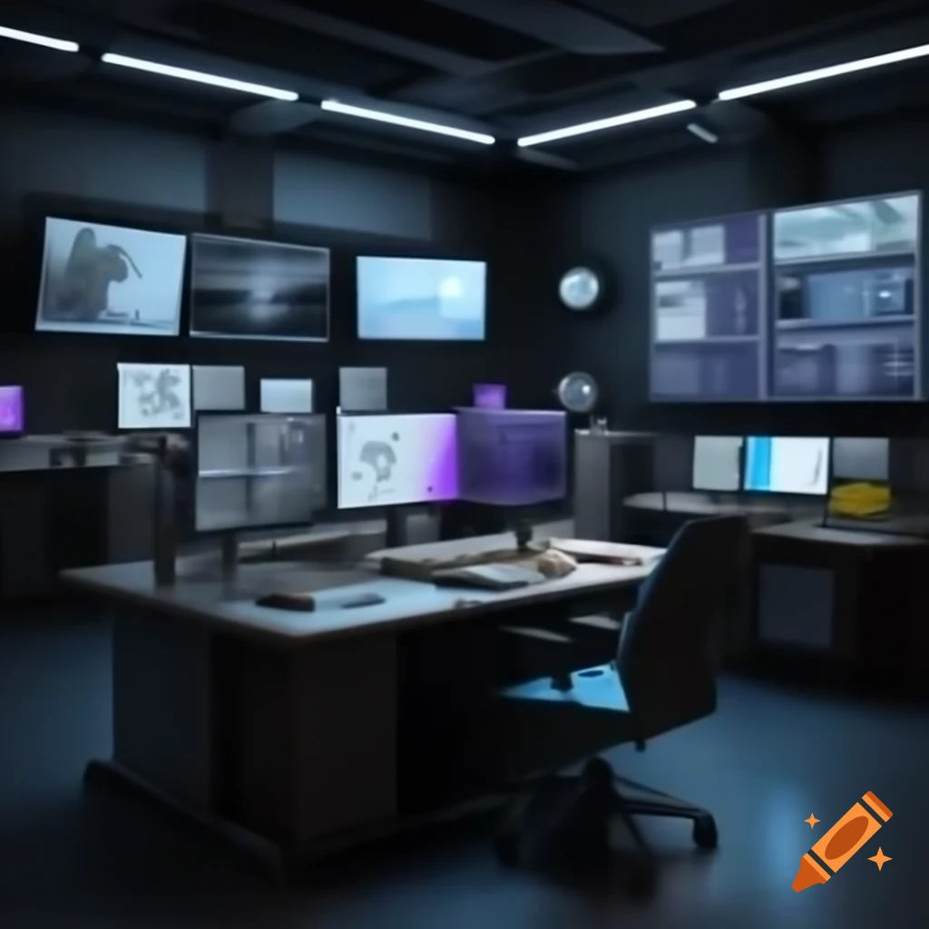 Hyper realistic modern security operation center with video wall and ...