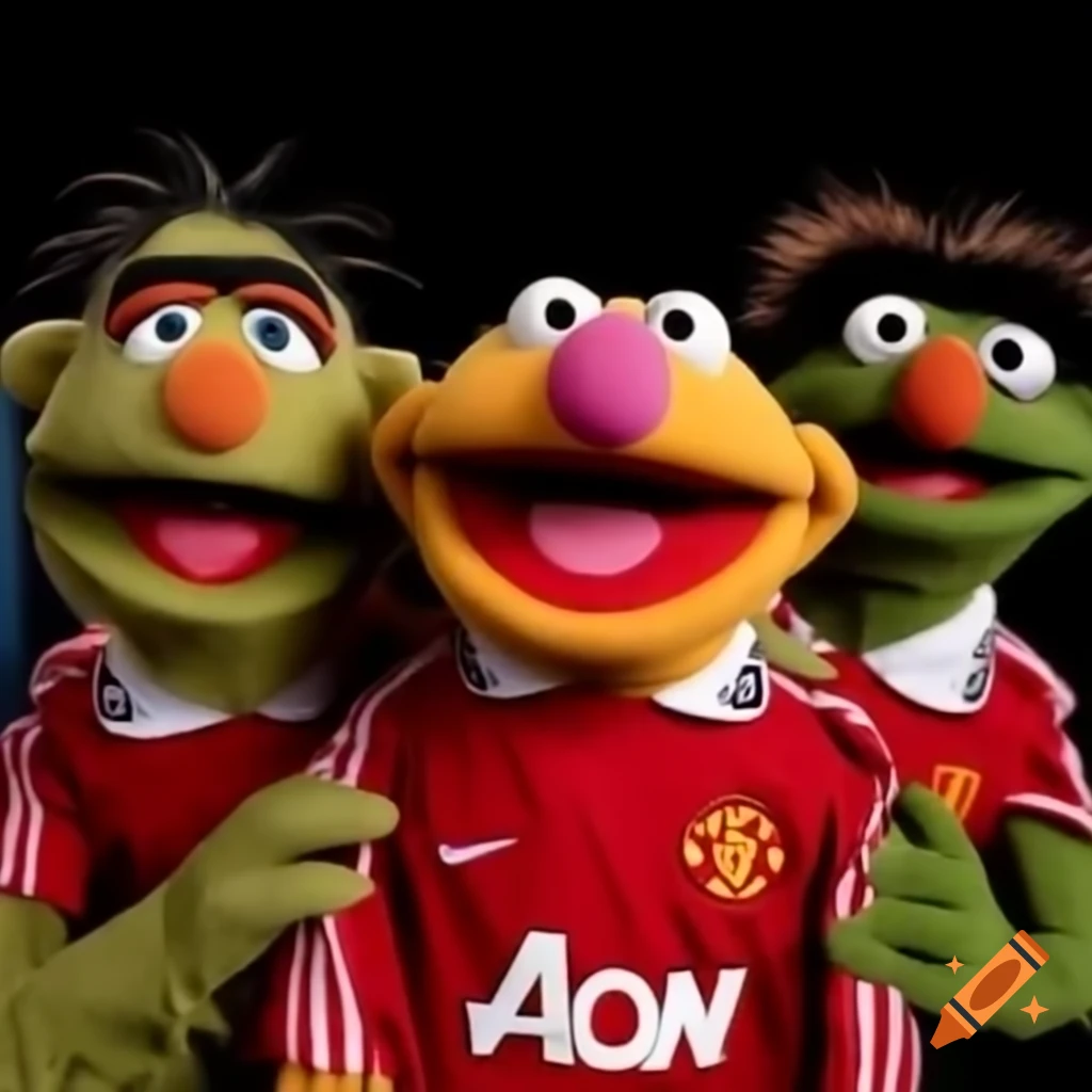 Muppets dressed in manchester united football player uniforms on Craiyon