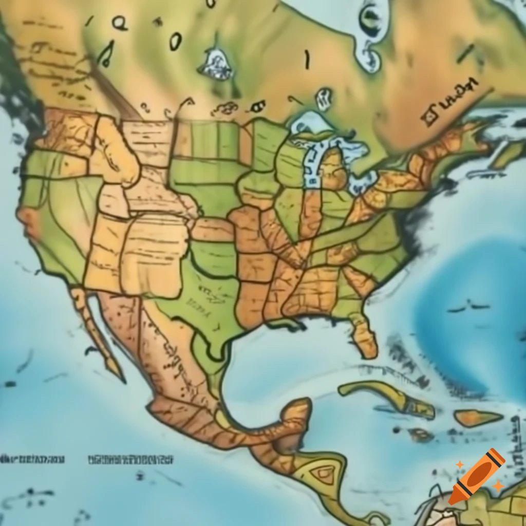 US map depicting changes after a hypothetical World War 3 on Craiyon