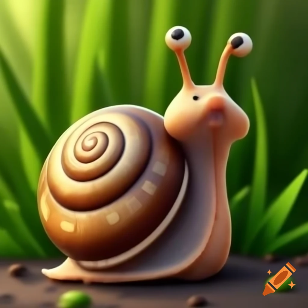 Curious snail named sammy in a lush green garden on Craiyon
