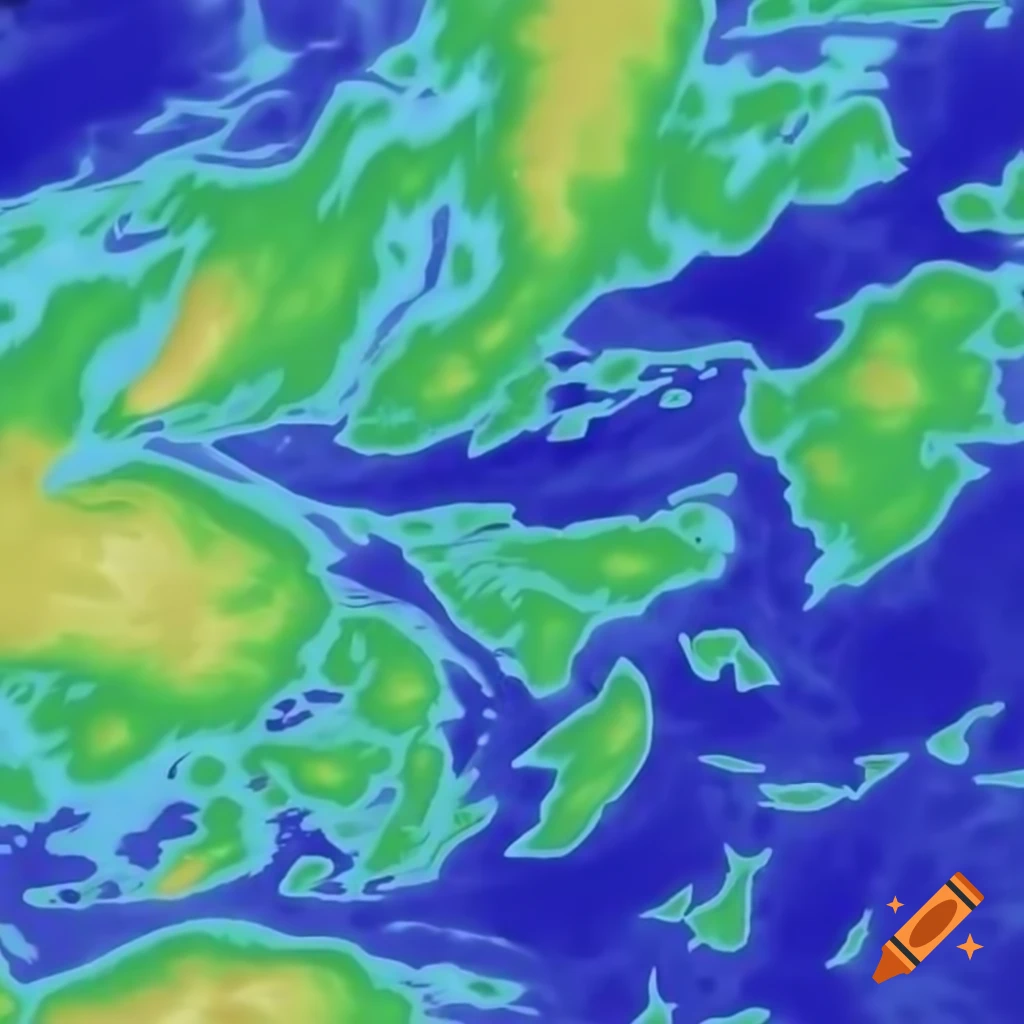 Dynamic weather visualization map showing precipitation patterns on Craiyon