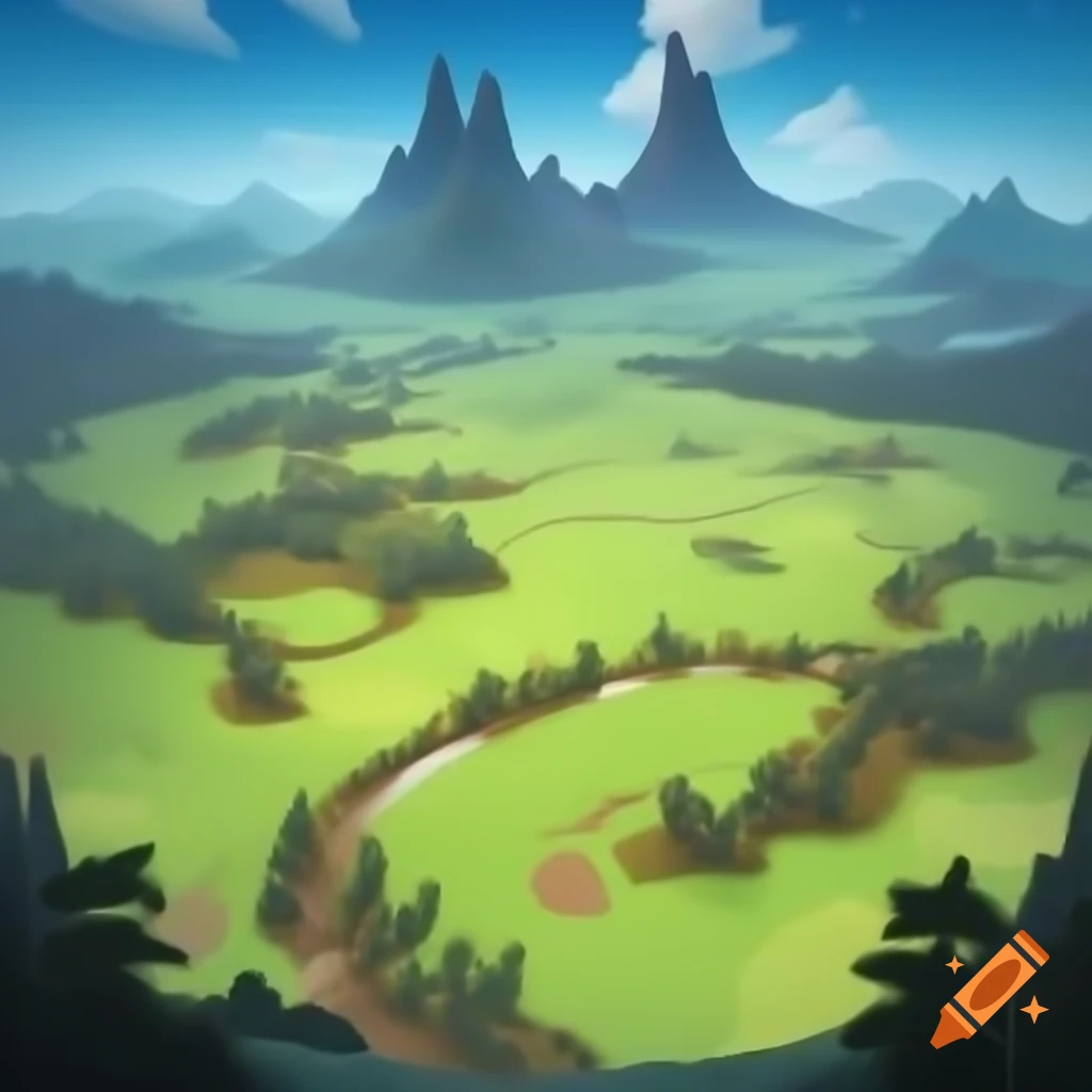 Colorful fantasy map background with mountains, forests, rivers, and ...