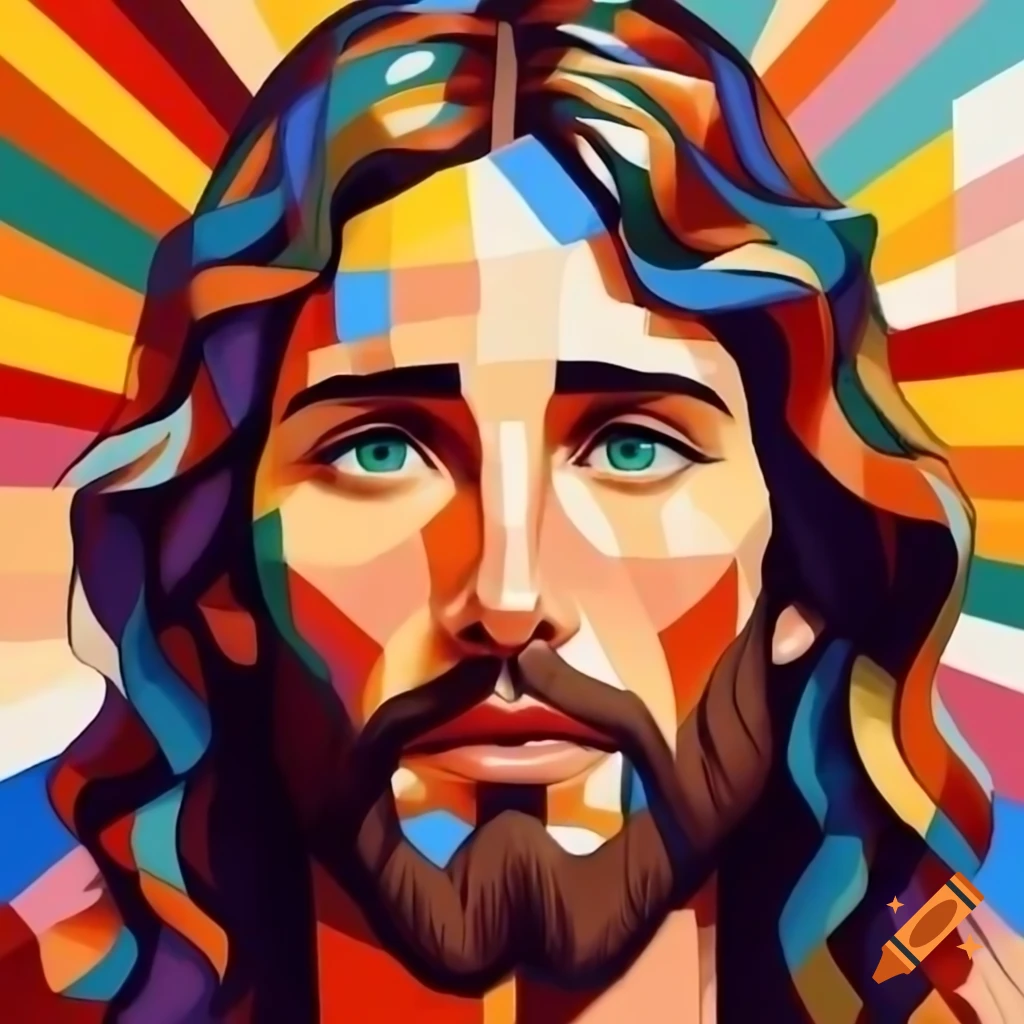 Cubist artwork depicting jesus on Craiyon
