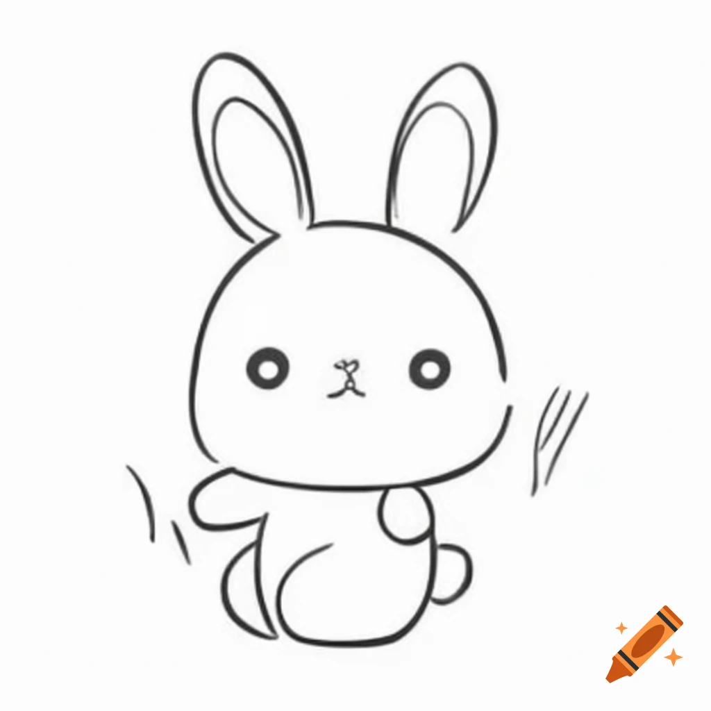 Rabbit illustration on a line drawing on Craiyon