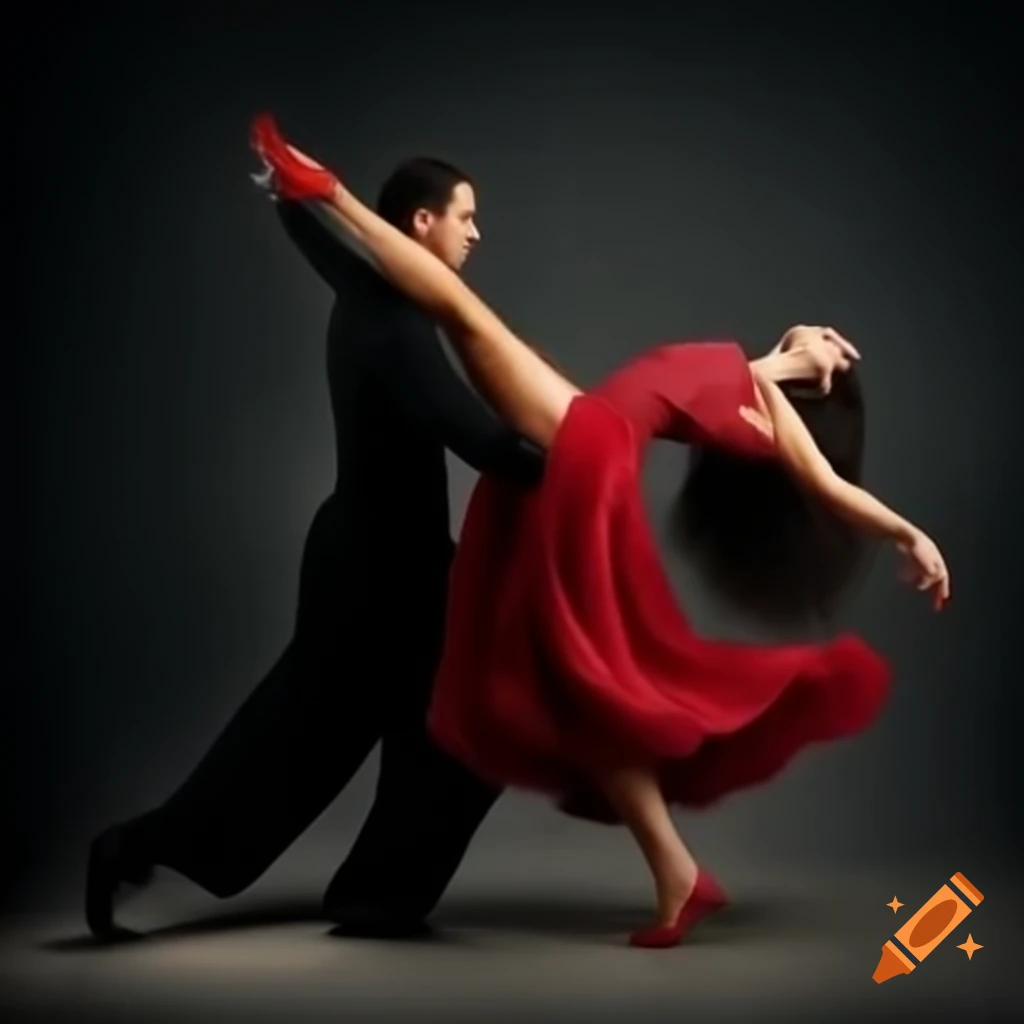 Couple dancing tango with giant sausages in a photorealistic romantic ...