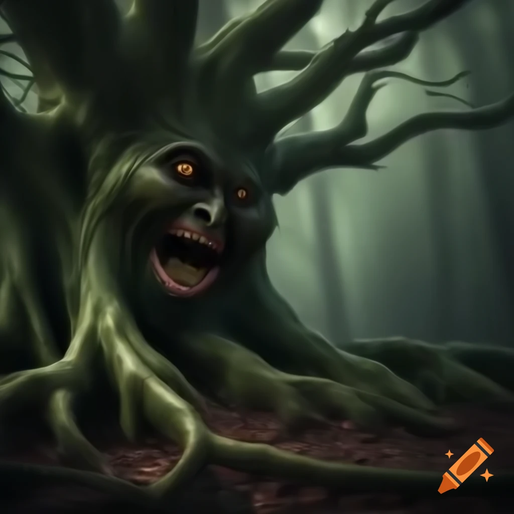 Creepy tree with face inspired by Alice in Wonderland, realistic ...