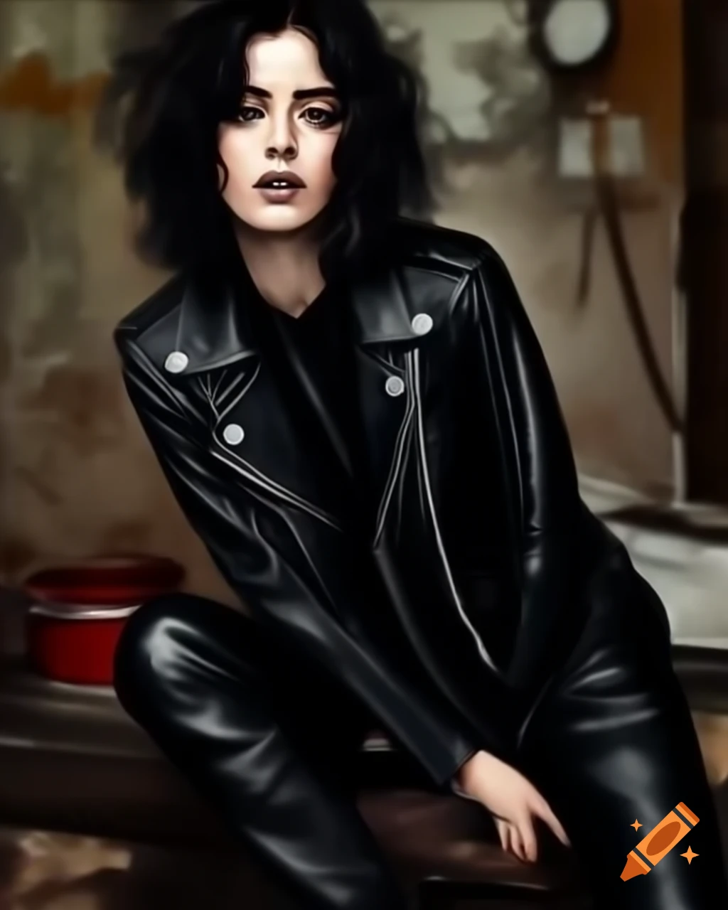 Ultra HD portrait of Isabelle Fuhrman in punk biker style with leather ...