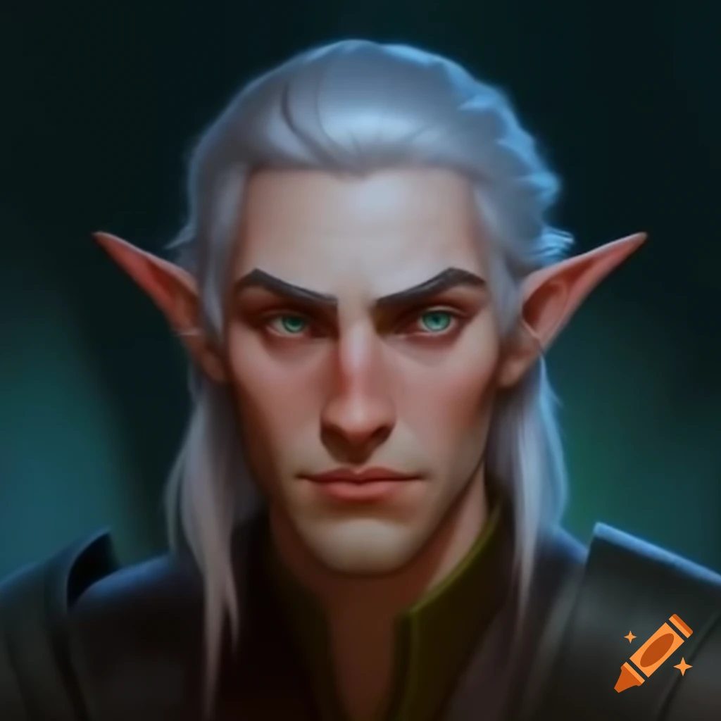 Exhausted elf man with silver hair in realistic art style on Craiyon