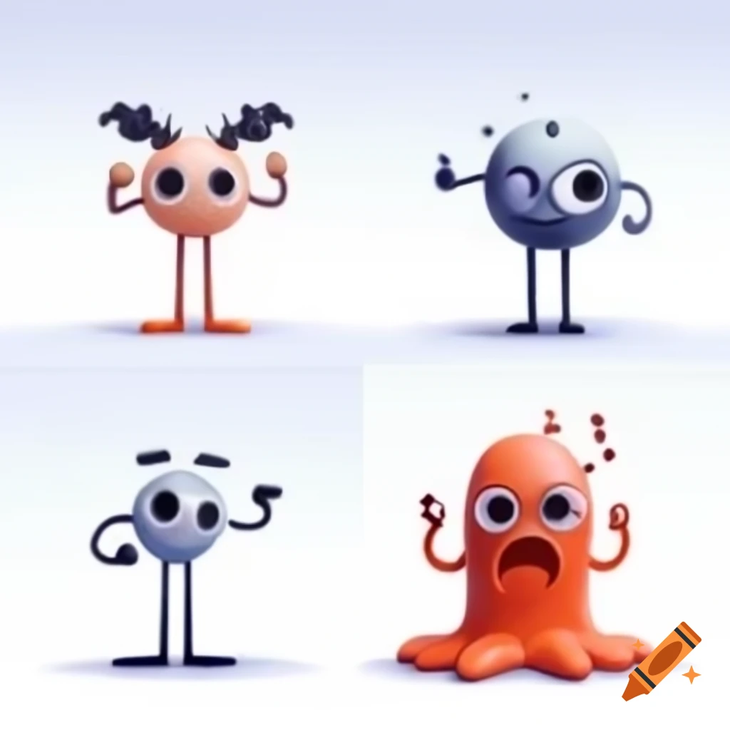 Collection of 15 unique character designs with various eye ...