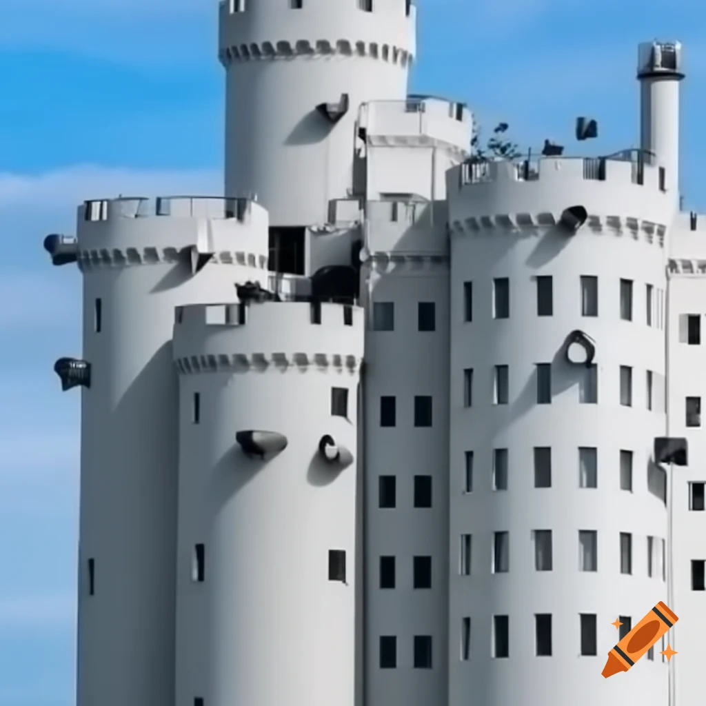Modern castle with numerous security cameras covering all angles on Craiyon