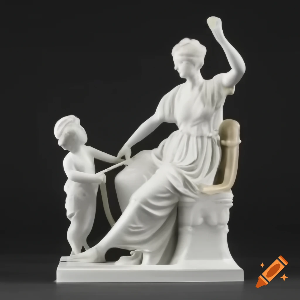 Greek lady in ancient dress applying paint to cherub statue, Wedgwood ...